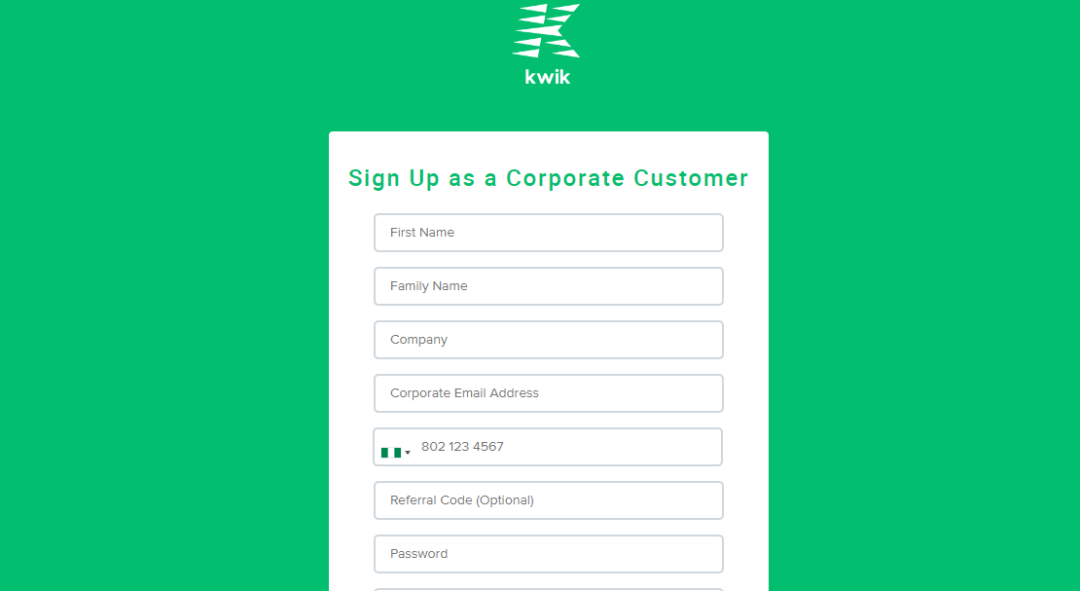 How To Sign Up As A Corporate Client On The Kwik Delivery App - Kwik